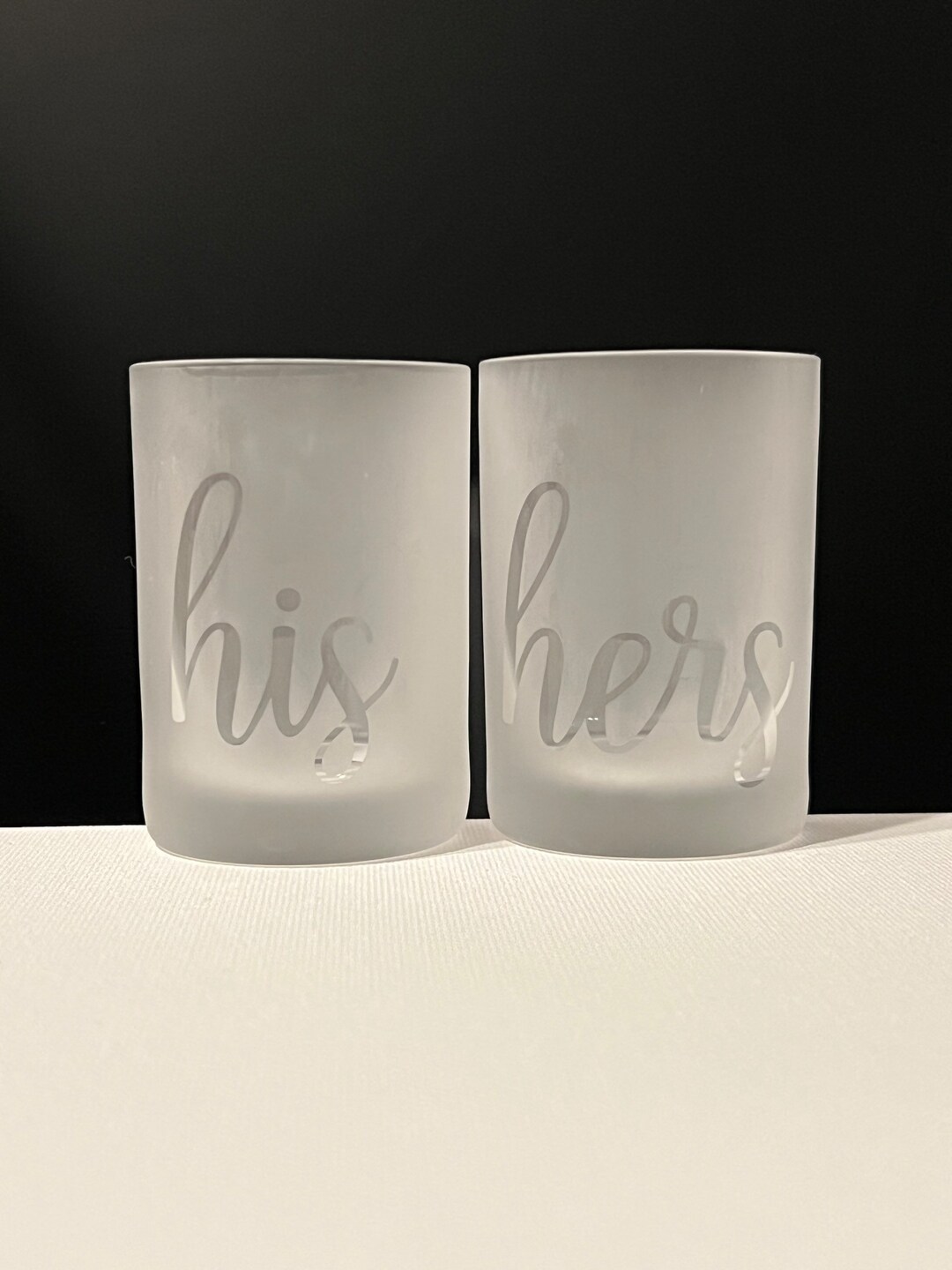 Etched Set of 2 His and Hers Shot Glass - Wedding - Engaged - Bride ...