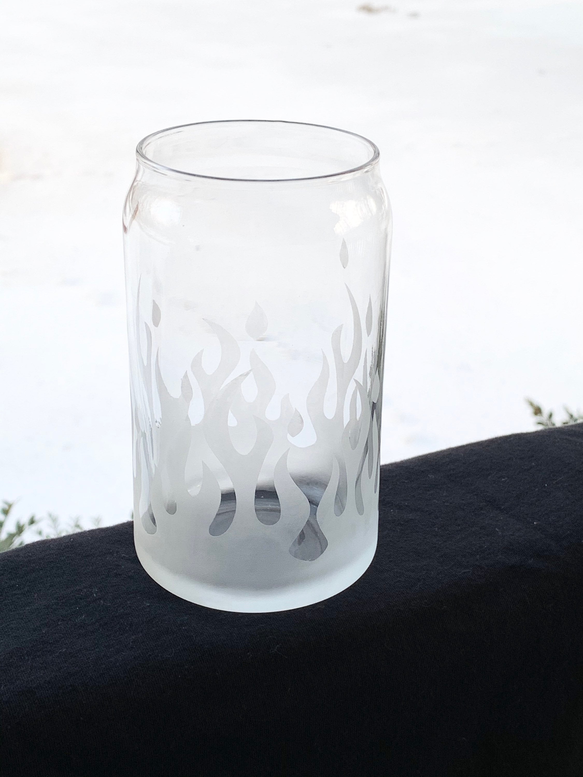 Etched Glass Flames/fire Can Glass - Etsy