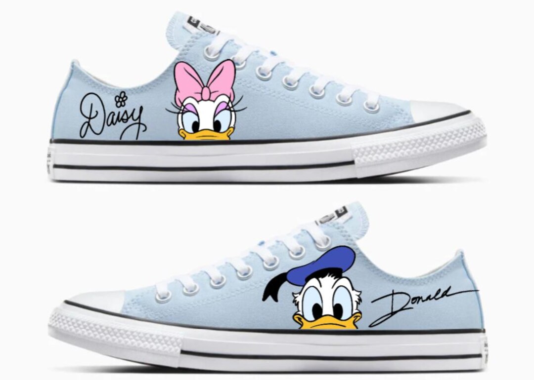 Light Blue Converse Hand Painted With Donald and Daisy Duck and ...