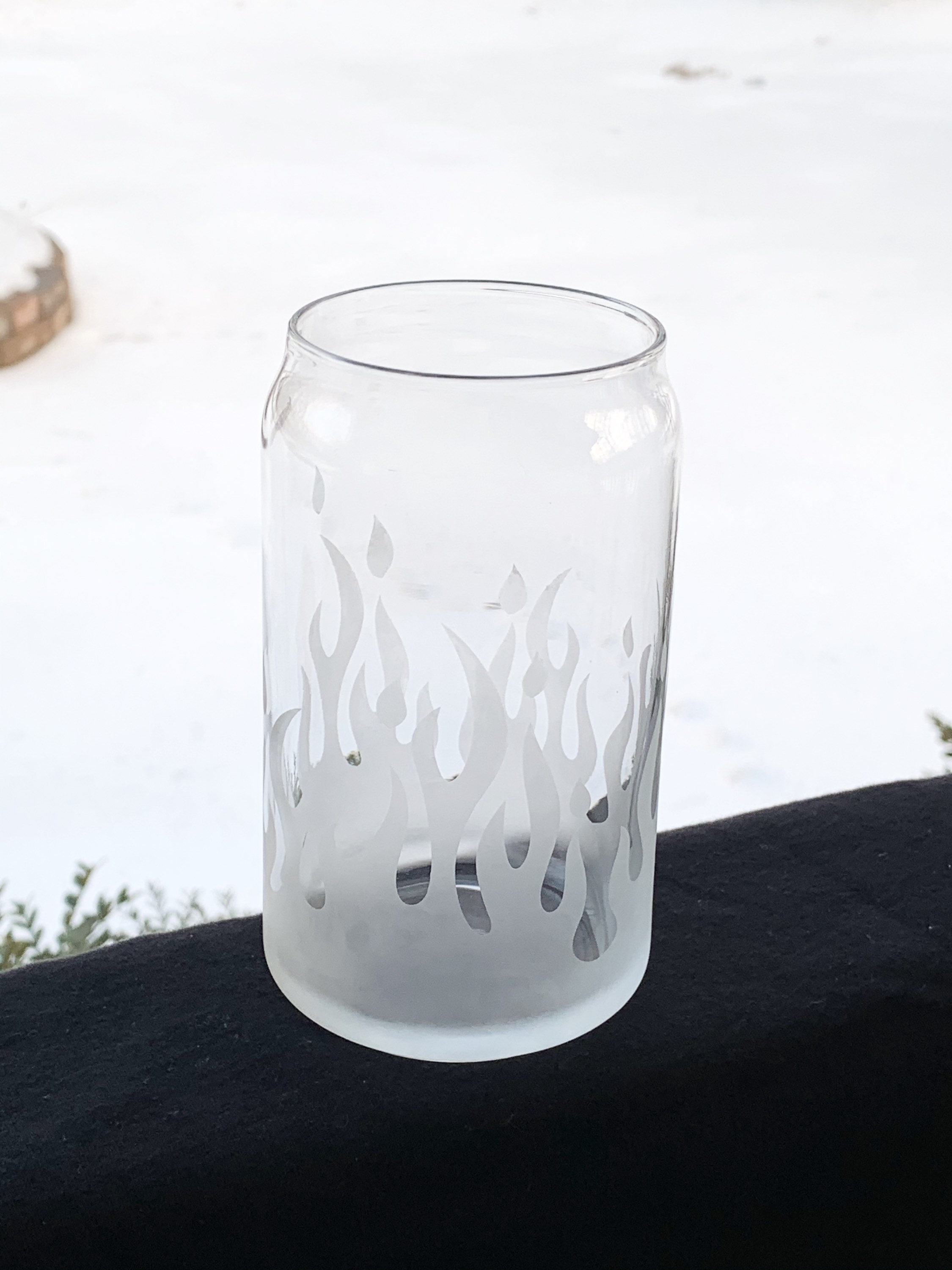 Etched Glass Flames/fire Can Glass - Etsy