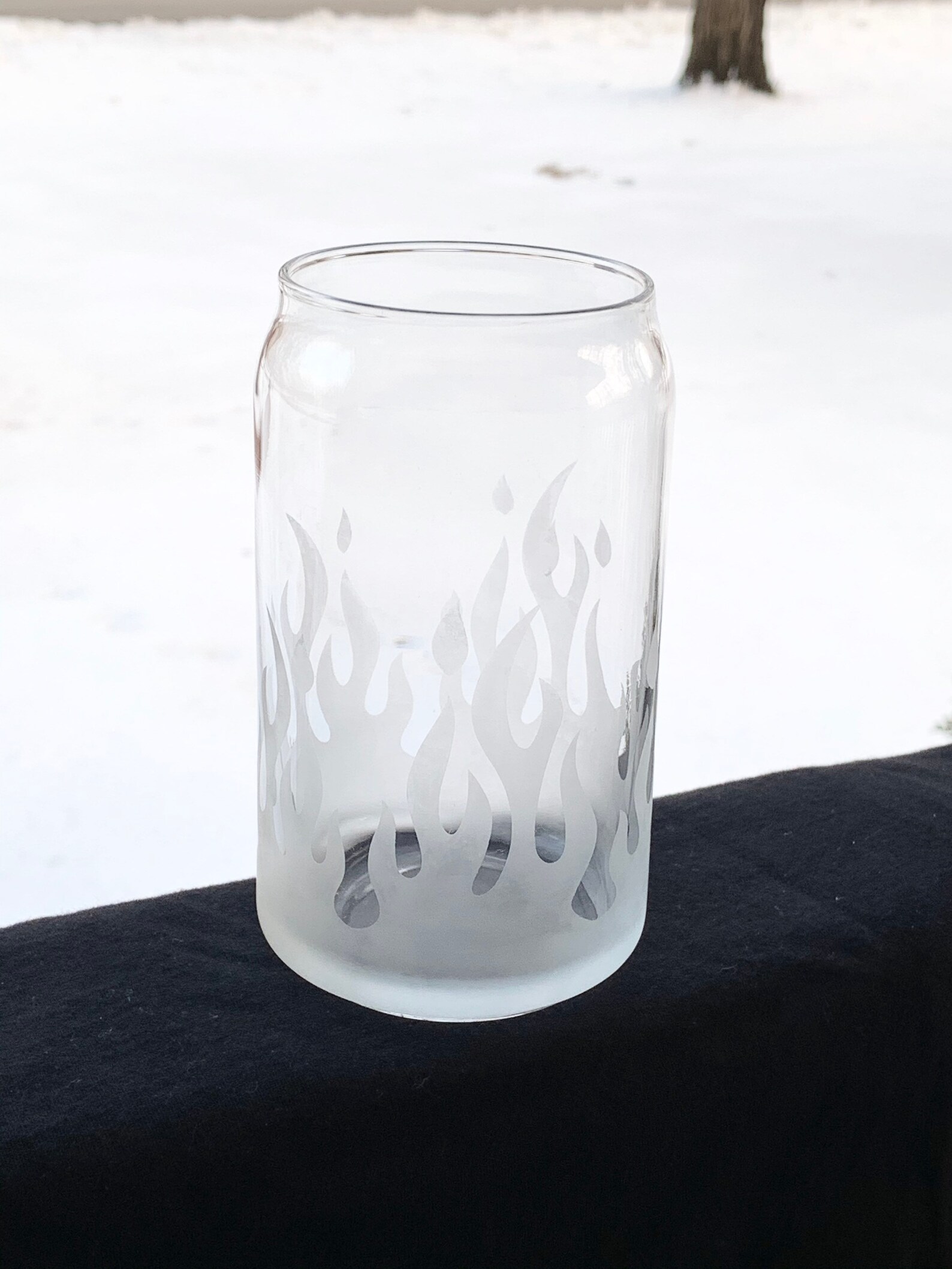 Etched Glass Flames/fire Can Glass - Etsy