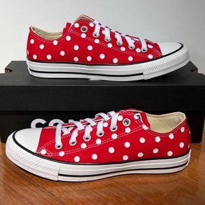 Red Converse Hand Painted With White Polka Dots - Etsy