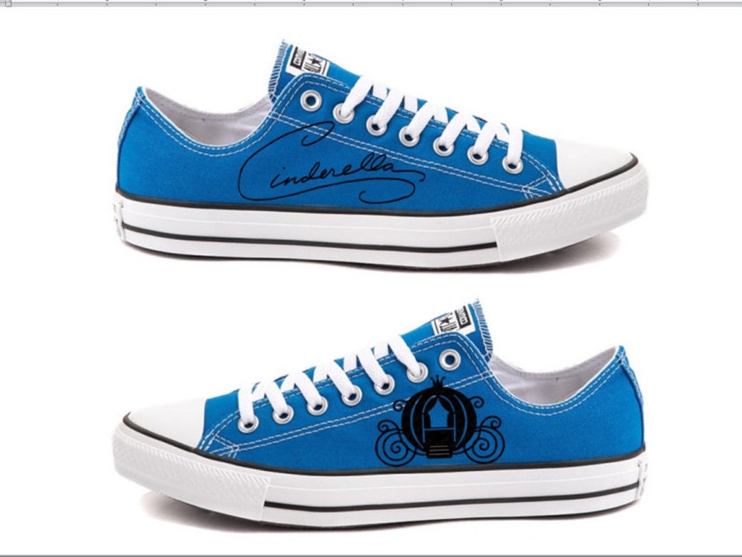 Converse Hand Painted Disney Cinderella Design Blue - Etsy