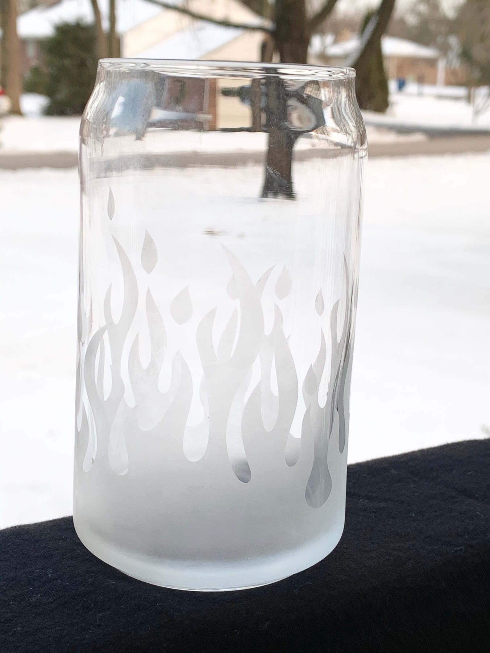 Etched Glass Flames/fire Can Glass - Etsy