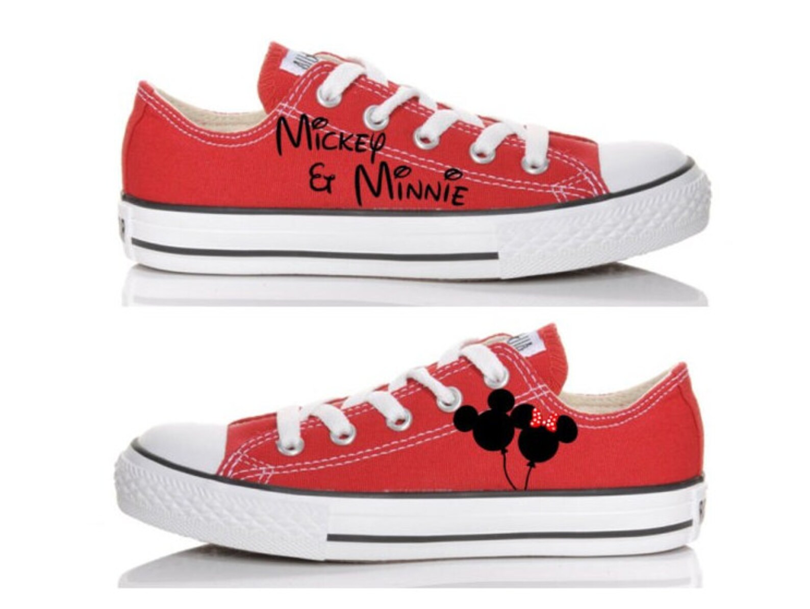 Converse Hand Painted With Mickey and Minnie Mouse Balloon | Etsy