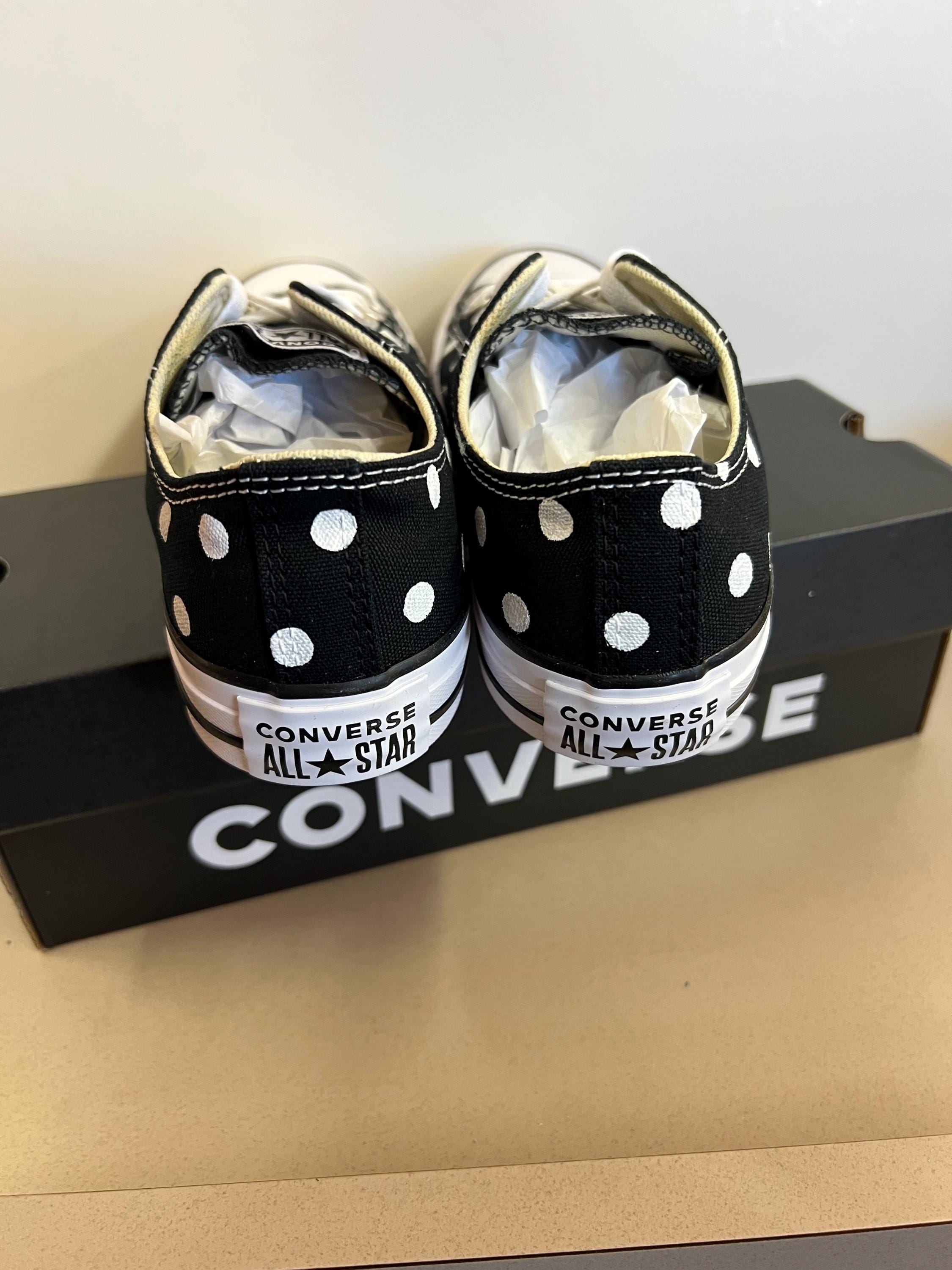 Black Converse Hand Painted With White Polka Dots - Etsy