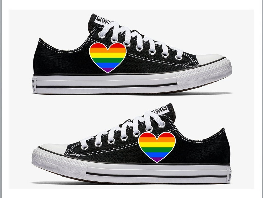 Converse Hand Painted Gay Pride With Rainbow Flag Heart - Etsy