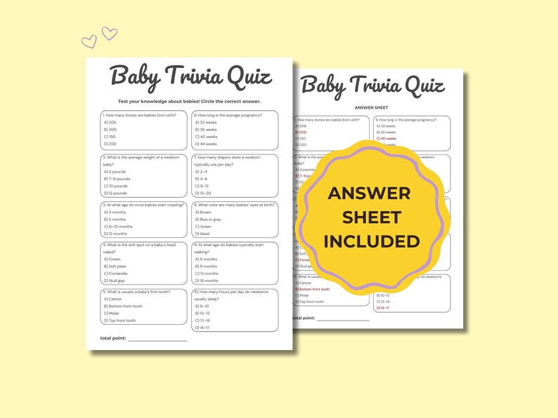 Baby Shower Trivia Games, Baby Shower Printable, Gender Neutral ...
