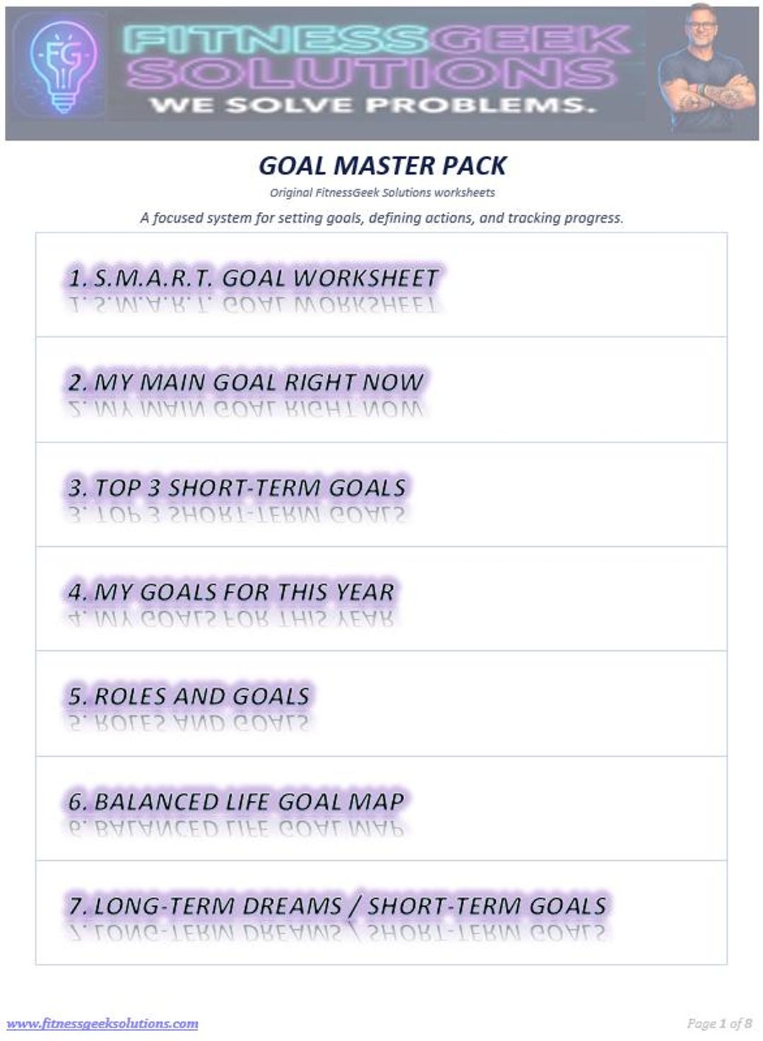 Fitnessgeek Solutions Master Pack Goal Setting Templates - Etsy