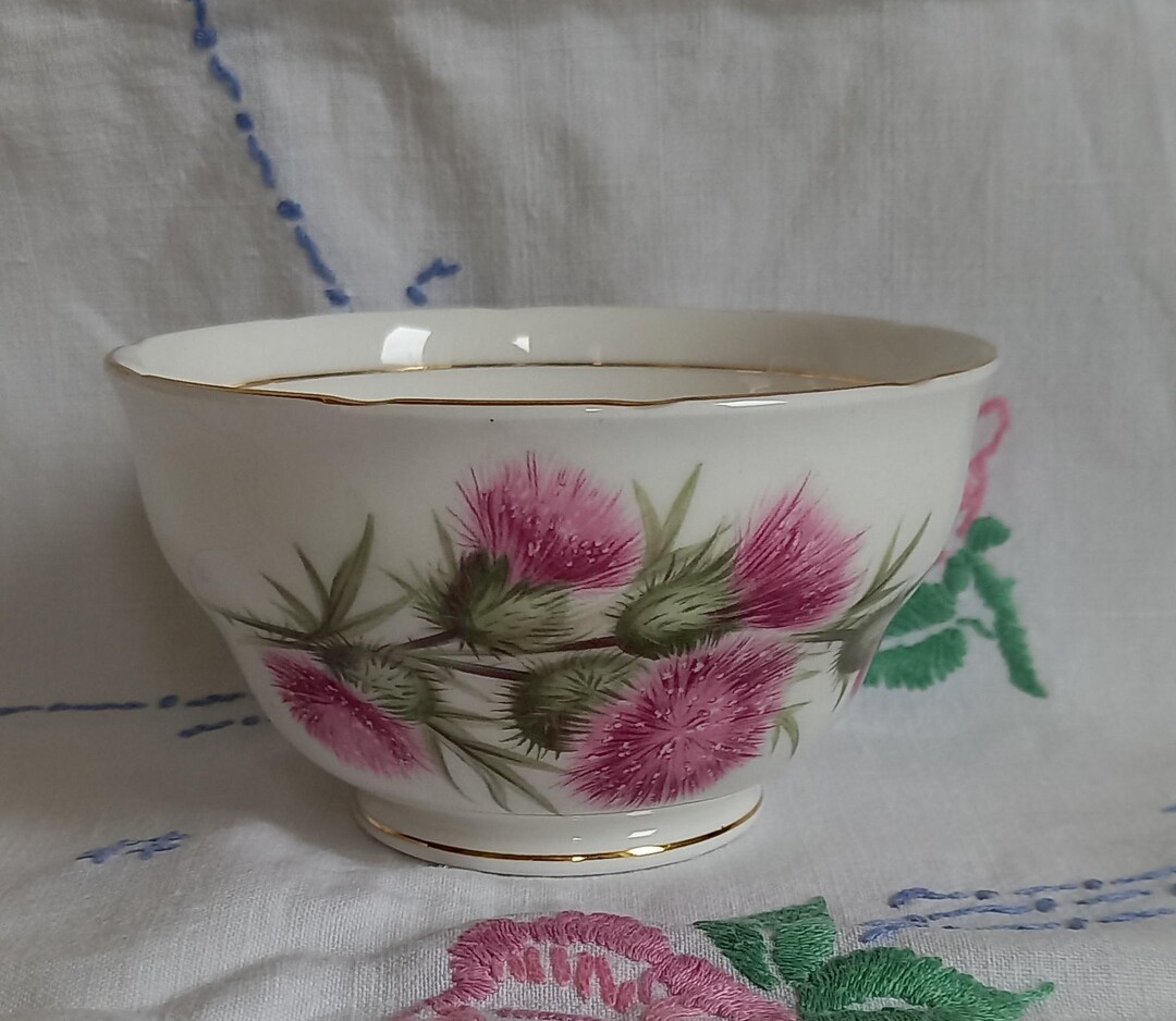 Vintage Colclough Bone China Sugar Bowl, Scottish Thistle Design, Gift ...
