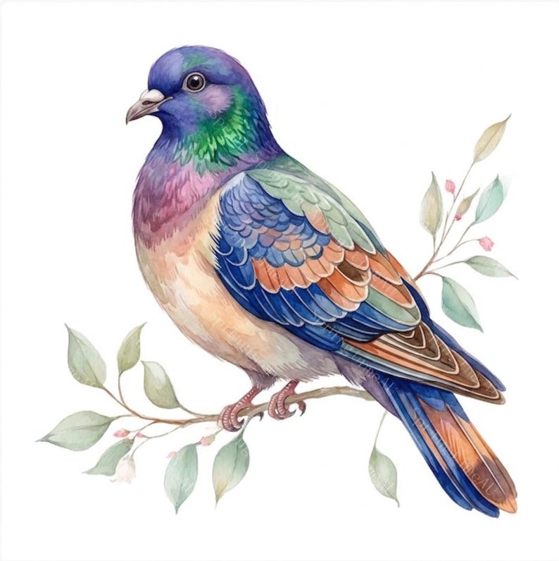 10 Spring Pigeon Clipart PNG | Vintage Dove Watercolor Bundle | Junk ...