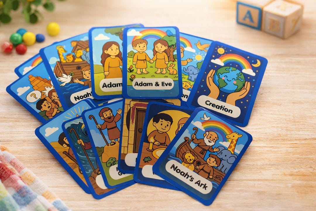 Bible Memory Matching Game for Kids | Sunday School, Bible Story Cards ...