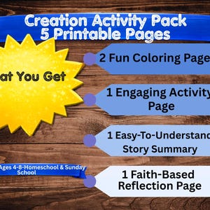 Creation Bible Activity Pack for Kids | Genesis Story Worksheets ...