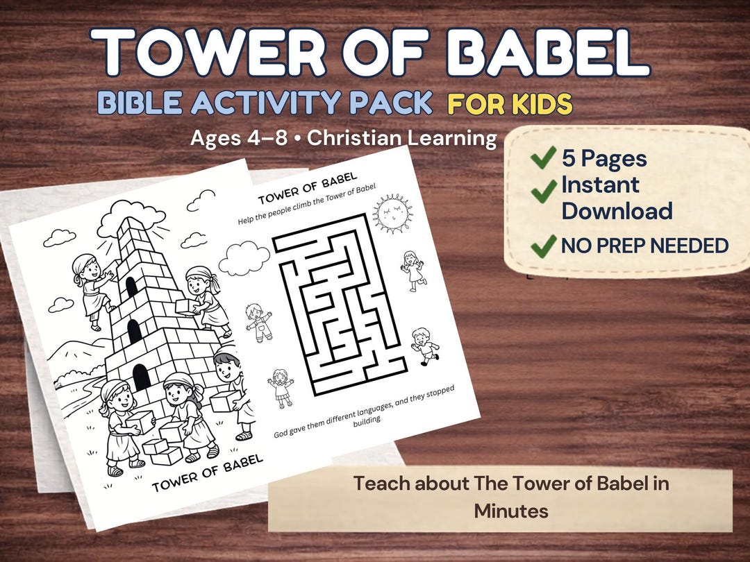 Tower of Babel Activities for Kids | Bible Printable Pack | Sunday ...