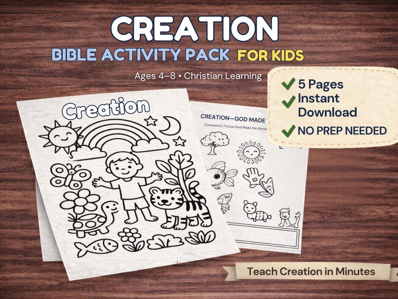 Creation Bible Activity Pack for Kids | Genesis Story Worksheets ...
