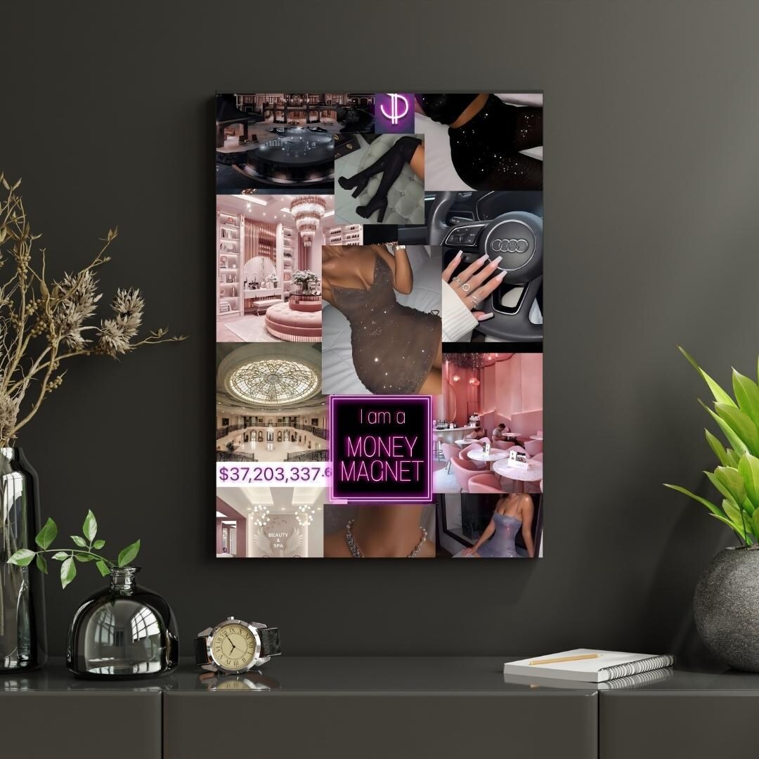 Money Magnet Vision Board Poster – Luxury Lifestyle Manifestation ...