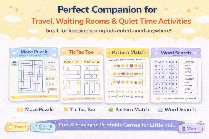 Printable Activity Pack for Kids, Fun Worksheets, Boredom Buster Games ...
