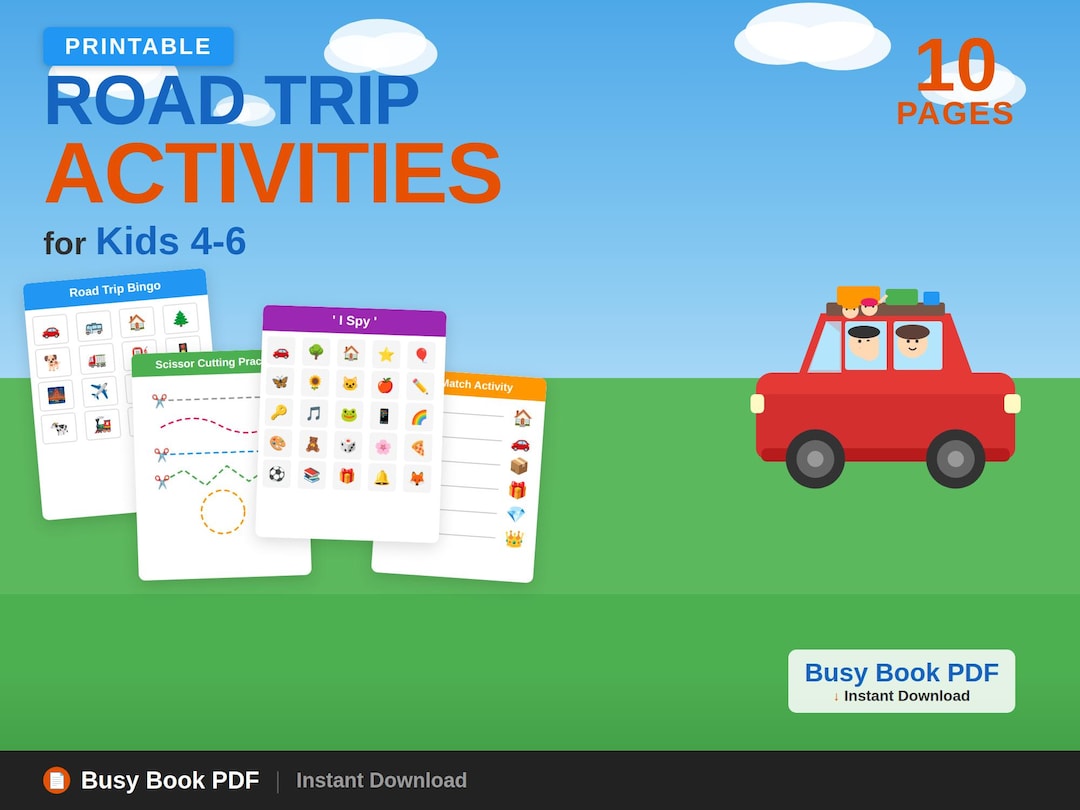 Road Trip Activities for Kids, Printable Car Games Ages 4-6, Travel ...