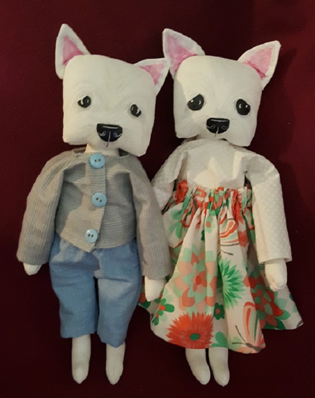 Animal Doll Pattern, Primitive Folk Art Doll, Westie Dog Doll ...