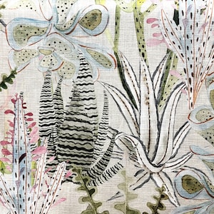 Green, Pink and Aqua and Ivory Floral Pillow Cover / Designer Hamilton ...