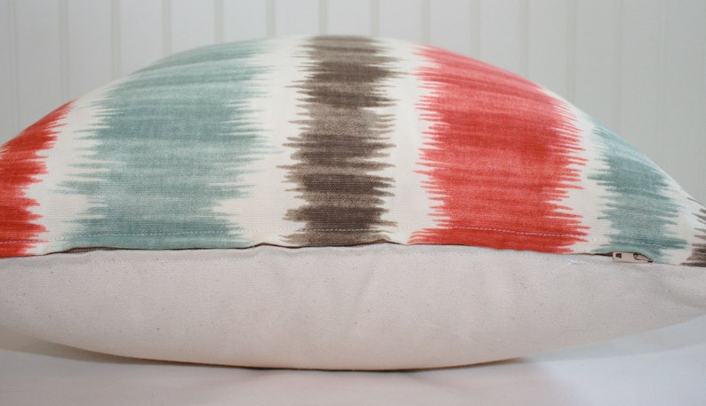 Blue Brown and Red Ikat Pillow Cover / Braemore Designer - Etsy