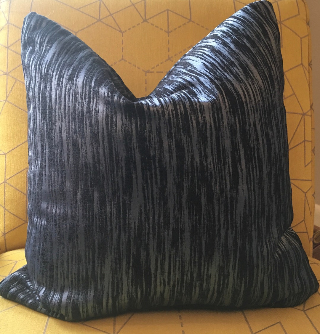 Blue Striae Texture Geometric Pillow Covers / Designer Upholstery ...