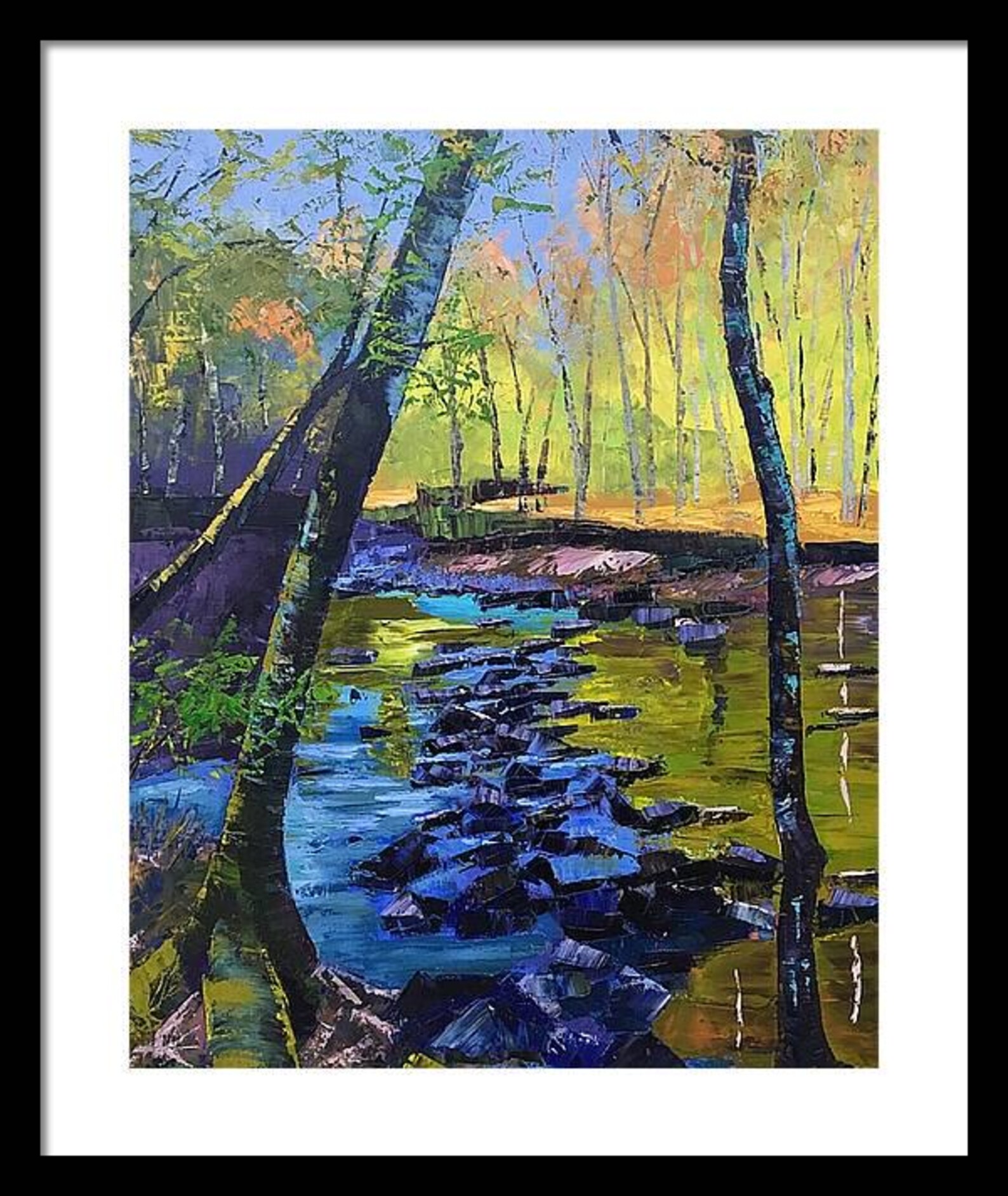 Blue, Green, Purple and Orange River Print / Landscape Print / North ...