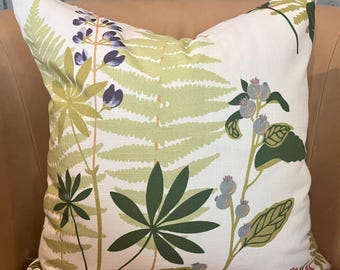 Green, Pink and Aqua and Ivory Floral Pillow Cover / Designer Hamilton ...