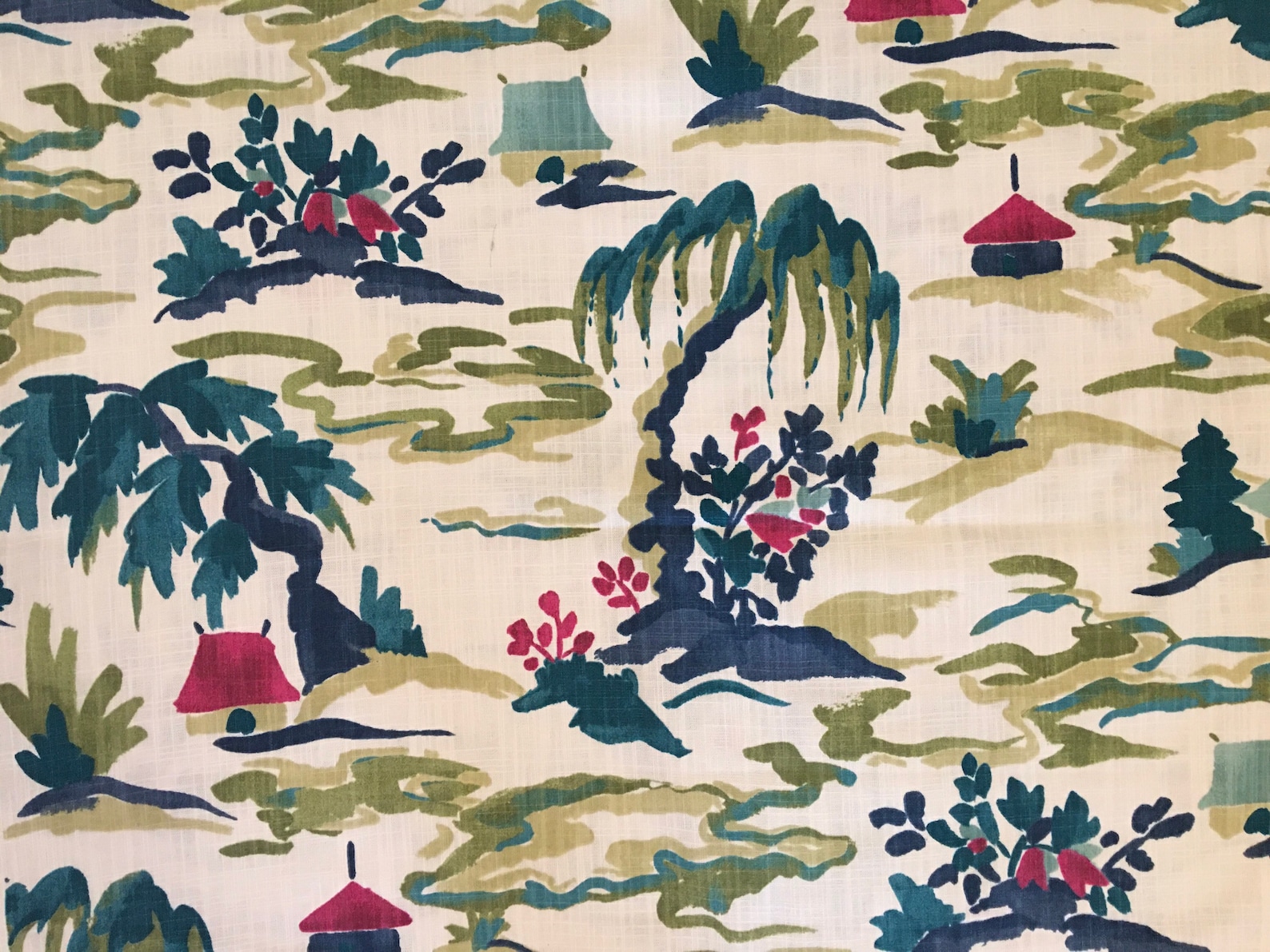 Teal Pink Green Ivory Asian Toile Pillow Covers / Asian | Etsy