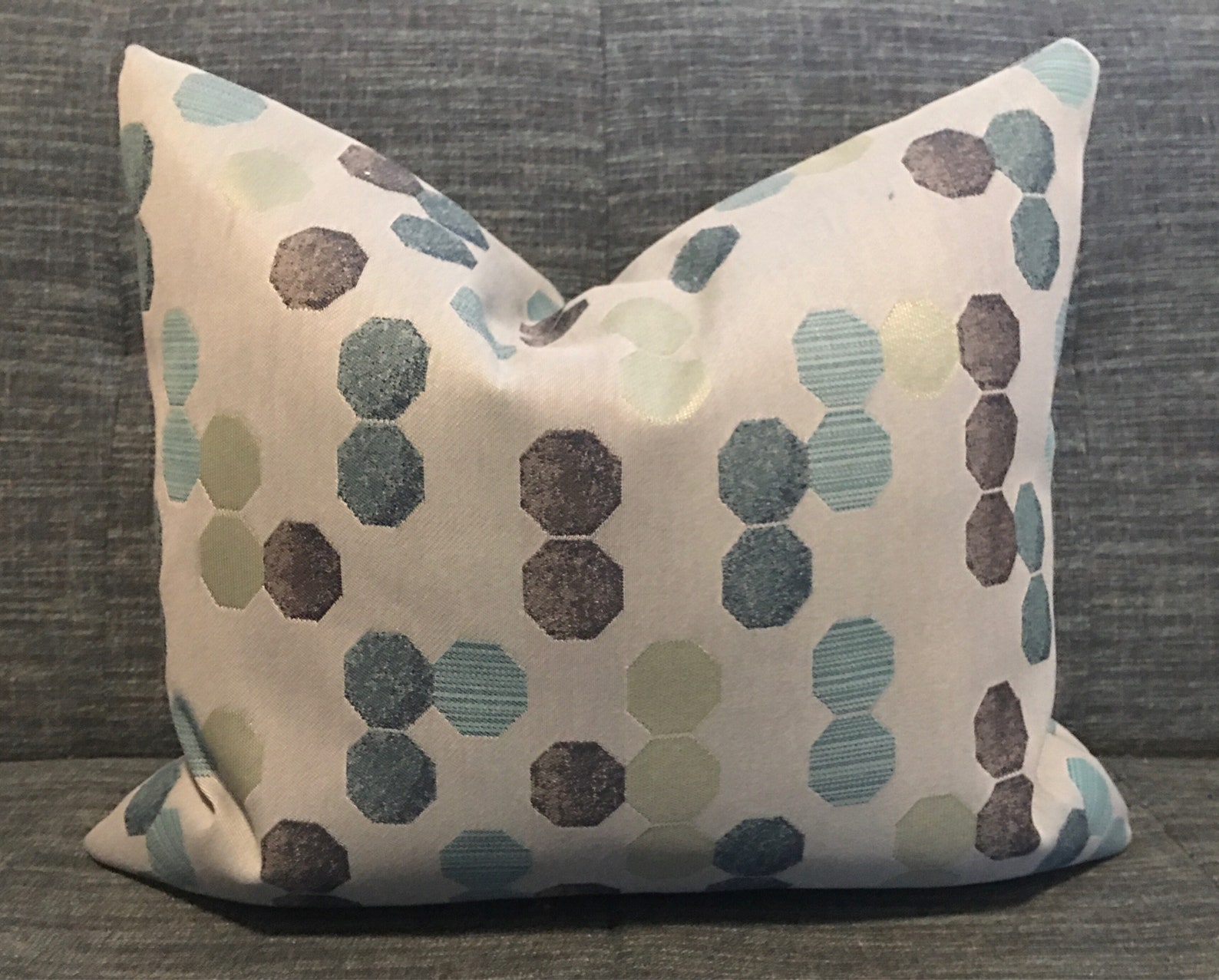 Grey Teal and Green Geometric Pillow Covers / Designer | Etsy