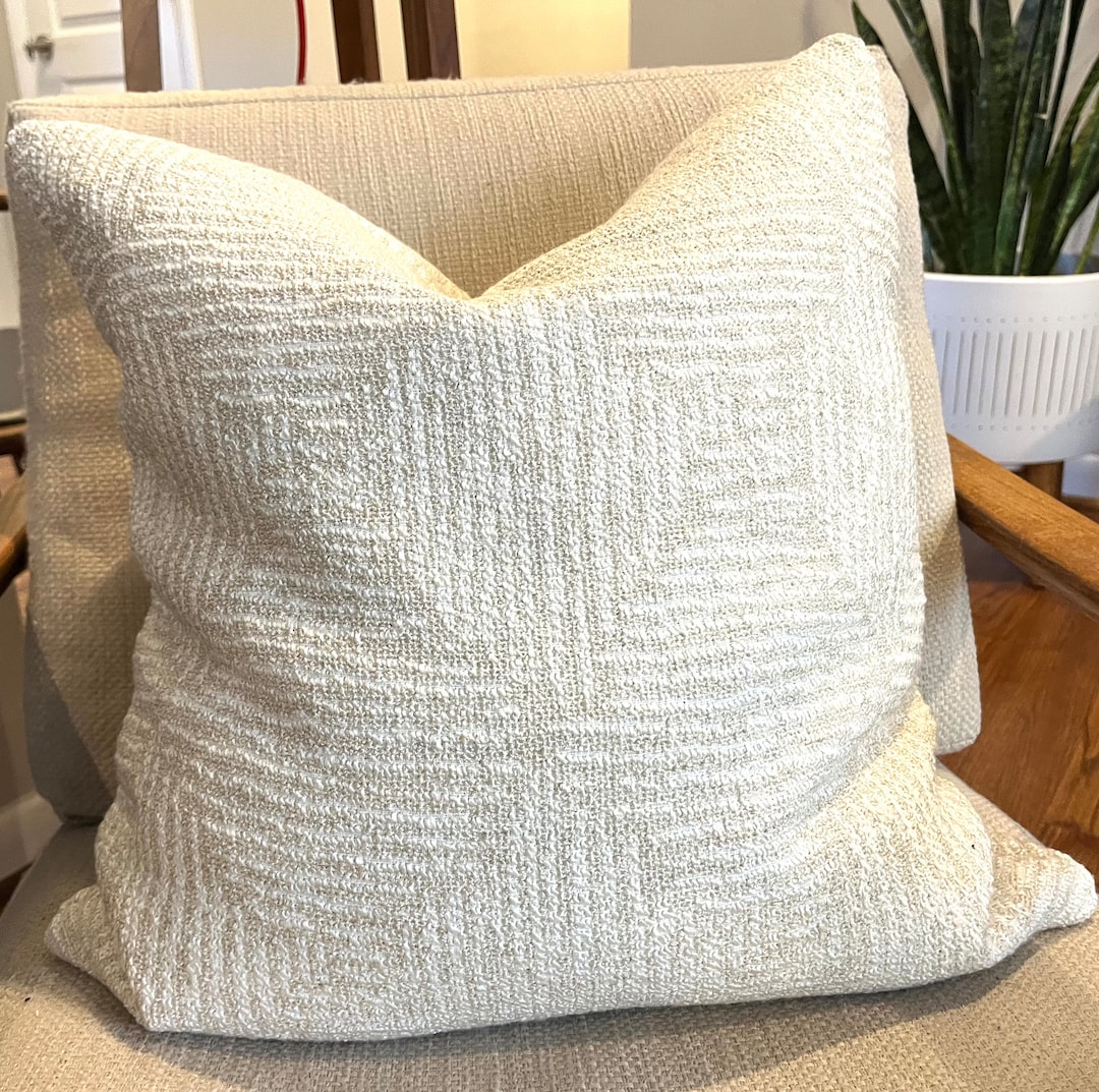 Beige and Ivory Textured Woven Pillow Covers / 20 X 20 / Designer ...