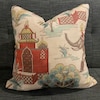 Green, Pink and Aqua and Ivory Floral Pillow Cover / Designer Hamilton ...