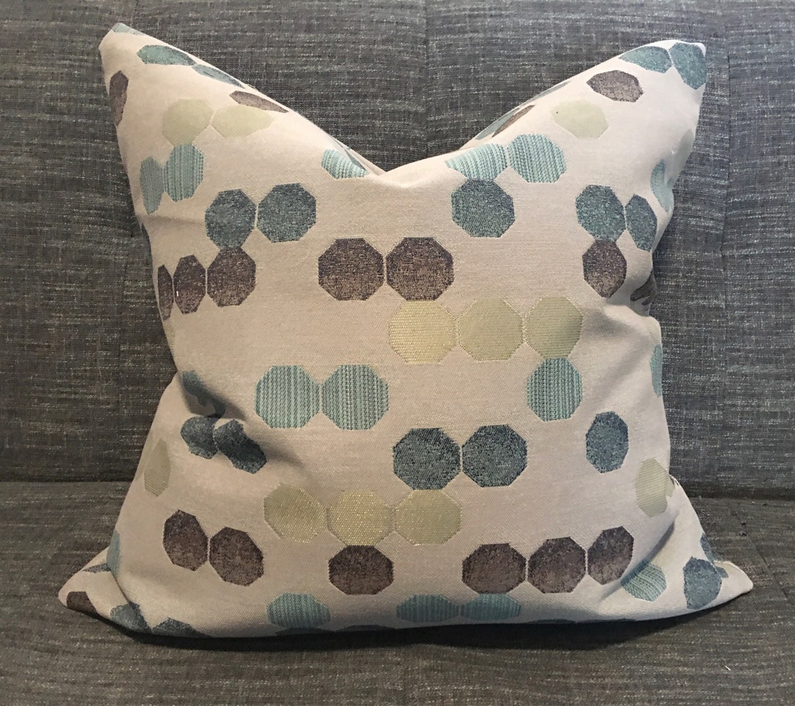 Grey Teal and Green Geometric Pillow Covers / Designer | Etsy