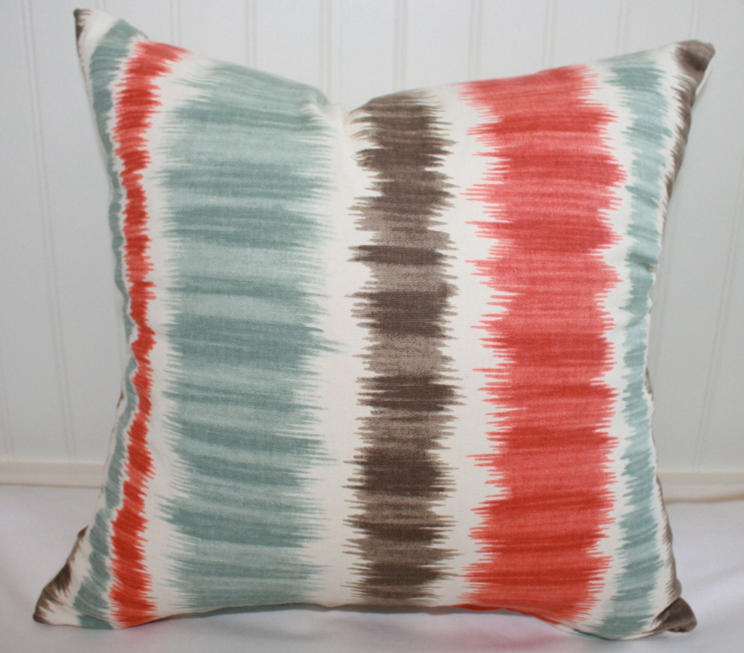 Blue Brown and Red Ikat Pillow Cover / Braemore Designer - Etsy