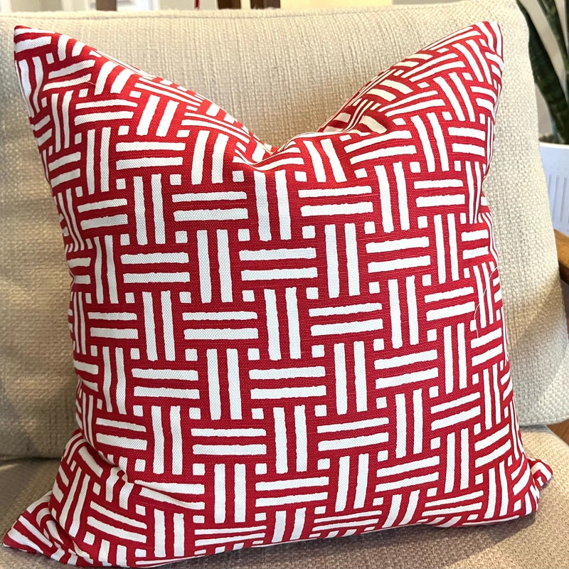 Red Geometric Pillow - Etsy