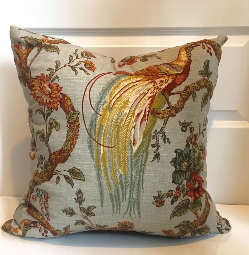 Teal Rust and Green Bird Floral Pillow Covers / Designer - Etsy UK Teal Rust and Green Bird Floral Pillow Covers / Designer - Etsy UK