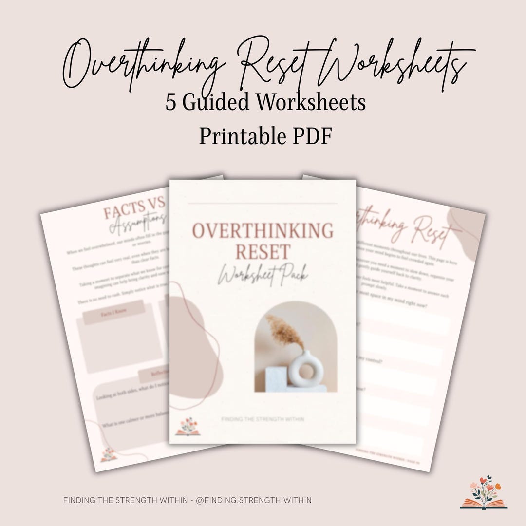 Overthinking Reset Worksheets Printable | Anxiety Thought Organizer ...
