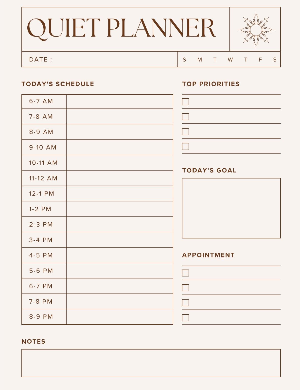 Quiet Planner | Minimal Daily Planner Printable | Productivity ...