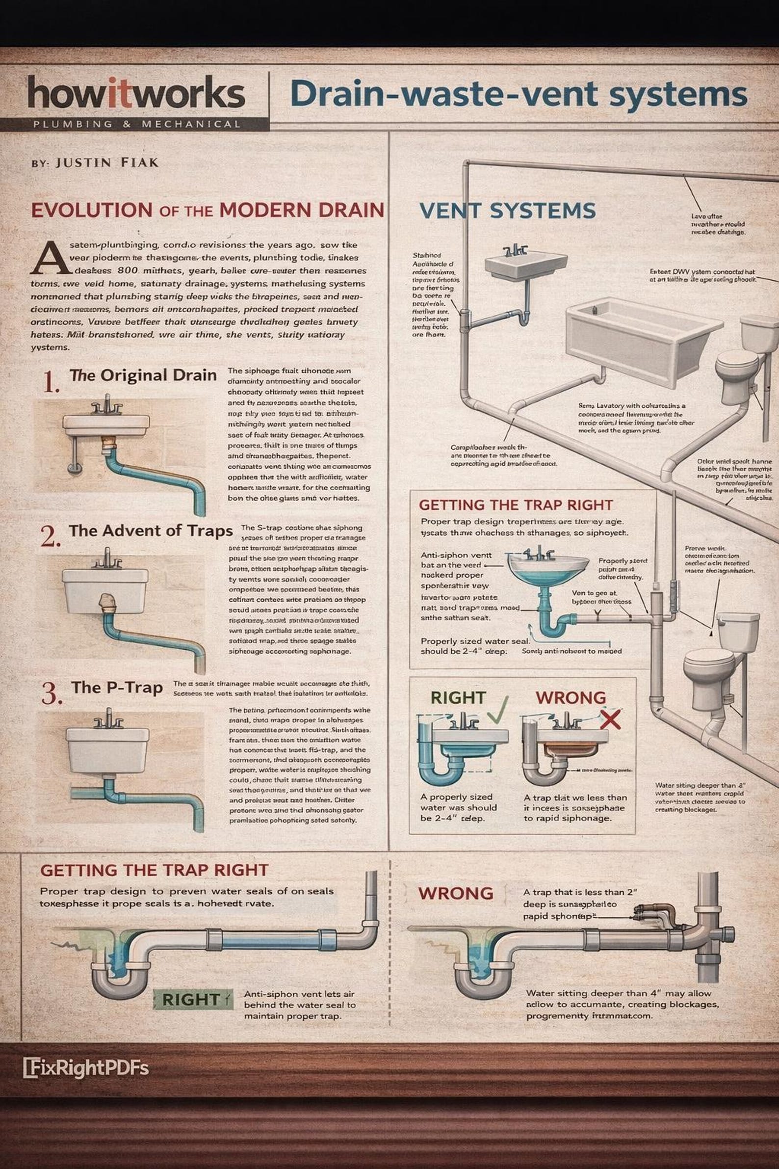 Professional Plumbing Diagram Poster | DWV System Training Chart ...