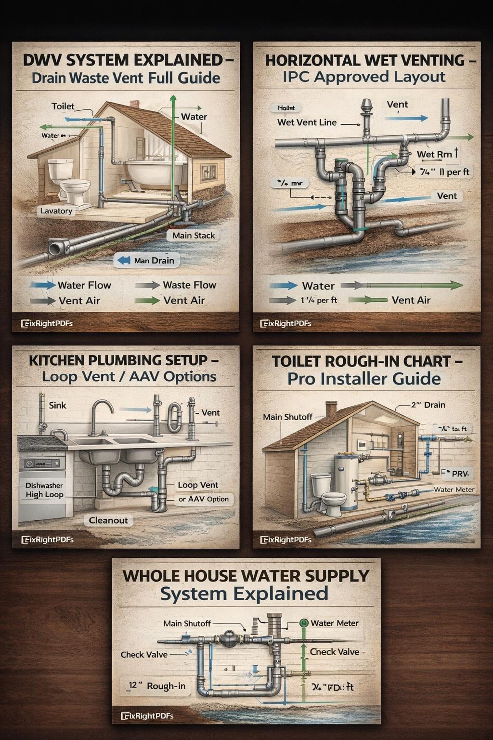 Professional Plumbing Diagram Poster | DWV System Training Chart ...