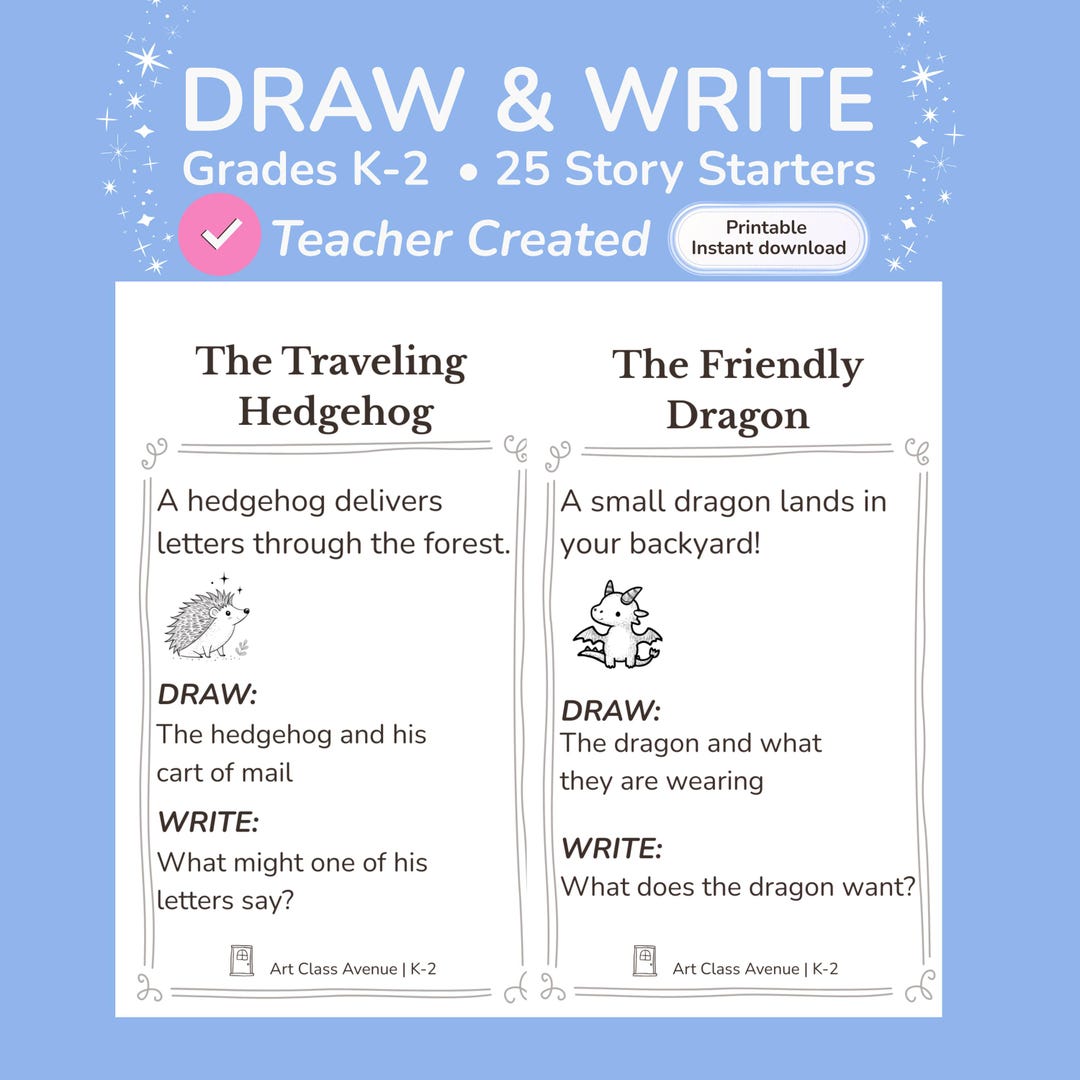 K-2 Writing Prompt Cards | Draw and Write Story Starters | 25 Printable ...