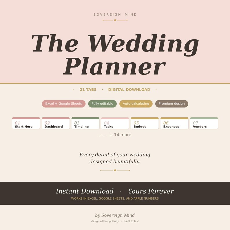 Wedding Planner Spreadsheet: Budget, Guest List, Timeline (digital ...