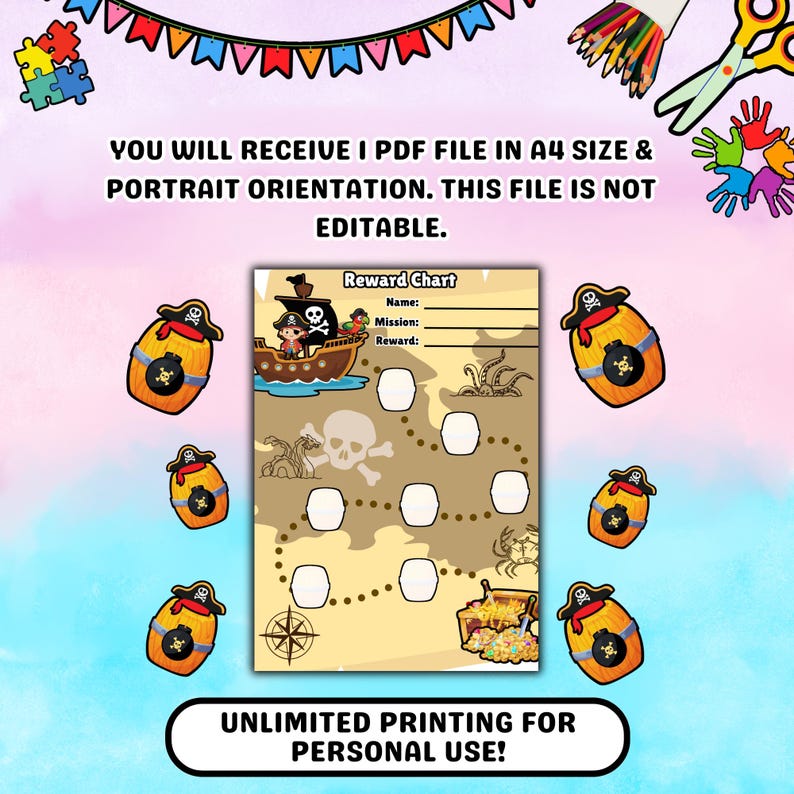 Pirate Reward Chart - Printable Learning Activity for Kids ...