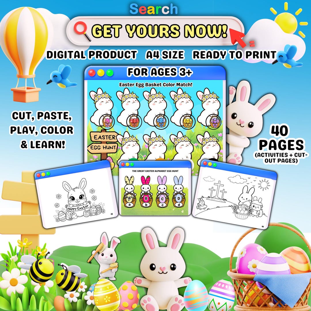 Easter Busy Book – Printable Learning Activity for Kids - Egg Hunt ...