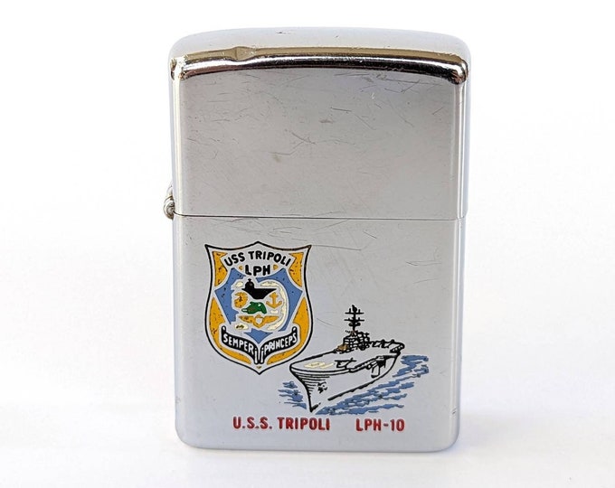 1973 Vtg Zippo Lighter From "uss Tripoli Lph-10" / Vietnam Era Semper ...