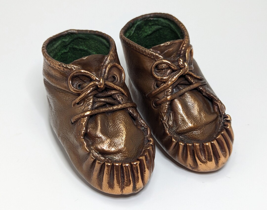 Pair of Vintage Copper / Bronzed Baby Shoes- Collectible Home Decor ...