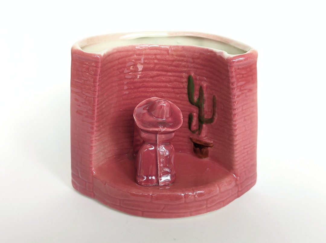 Vintage Mid Century Mexican Siesta Man Style Pottery Wall Pocket ...
