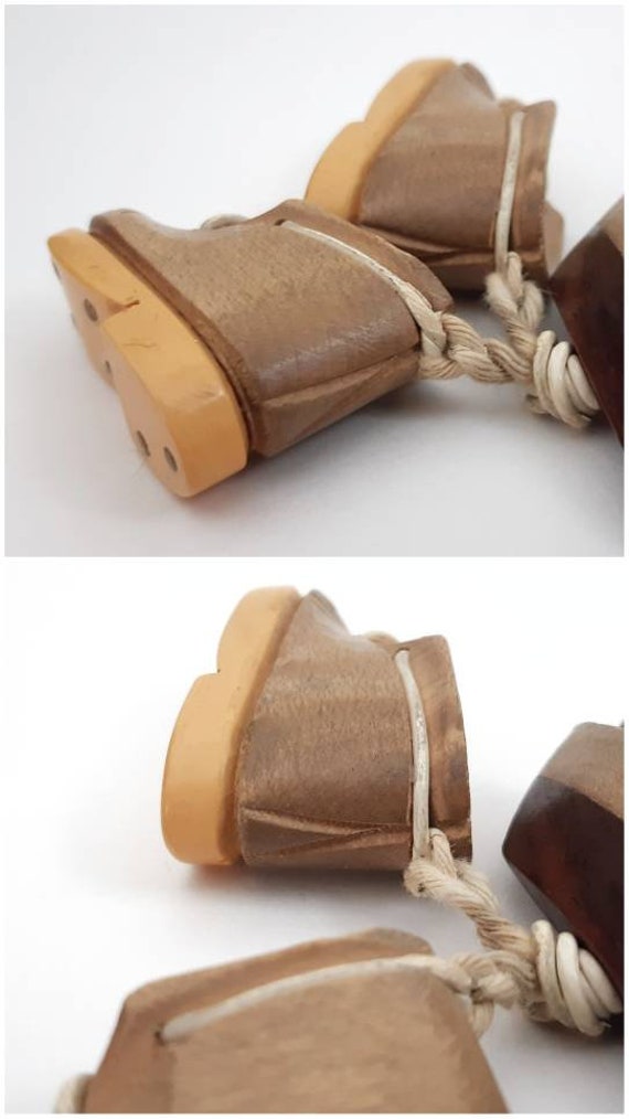 1940s Wood & Butterscotch Bakelite Figural Boot Brooc… - Gem