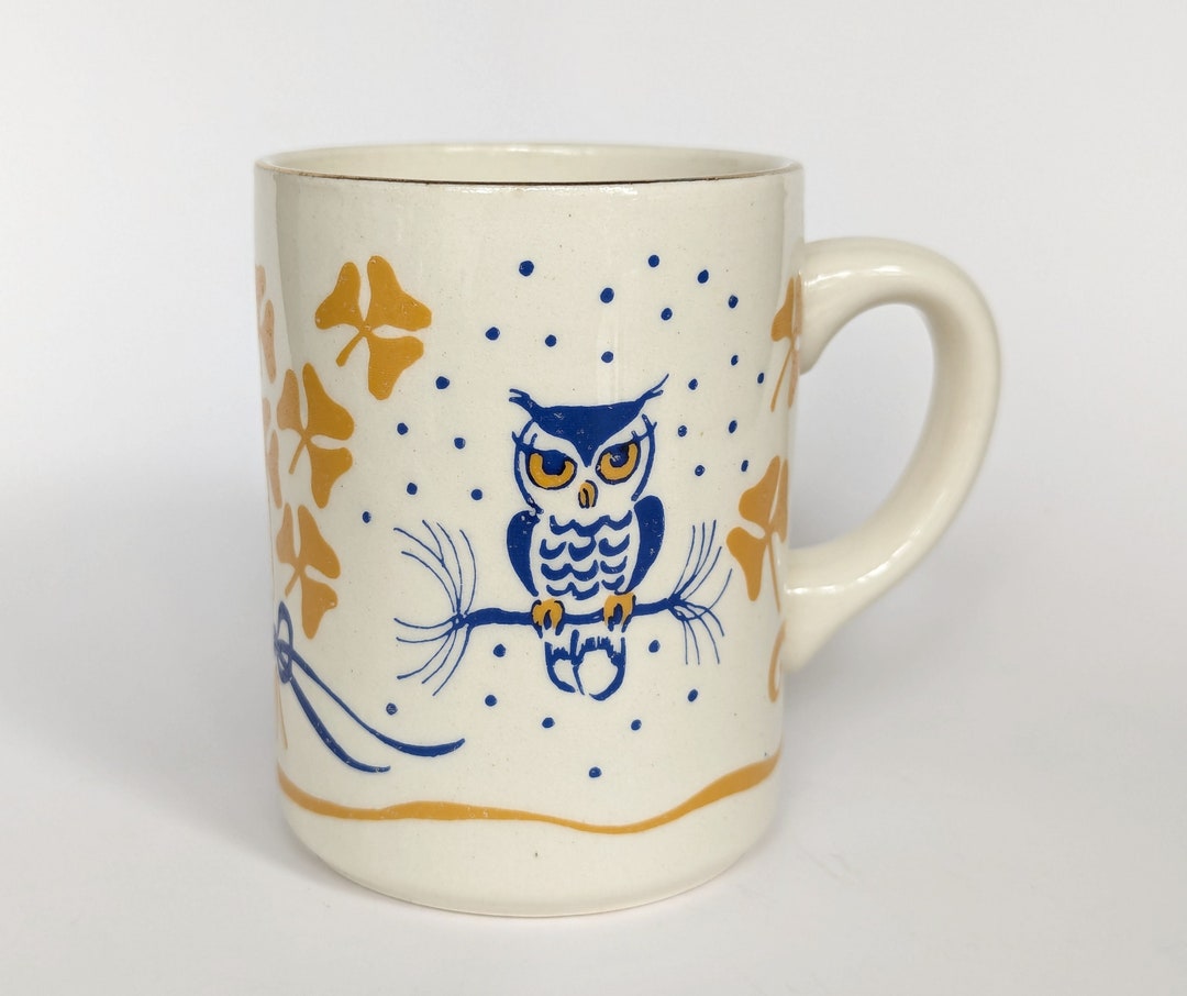 Vintage girl Guides of Canada Owl & Trefoil Clover Design Mug Blue ...