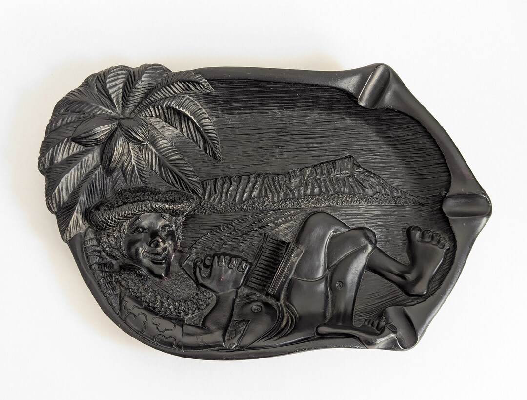 1960s Vtg. "coco Joe's" Black Lava Resin Ashtray- #139 Man Lounging ...